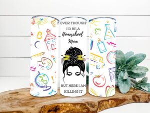 homeschool mom tumbler, tumbler with straw and lid, homeschooling, school supplies, gift for mom