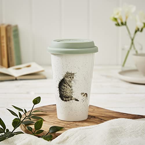 Wrendale WNLU78753-XW Travel Mug (Cat), Porcelain Multi Coloured, 16.5 x 16.5 x 15 cm