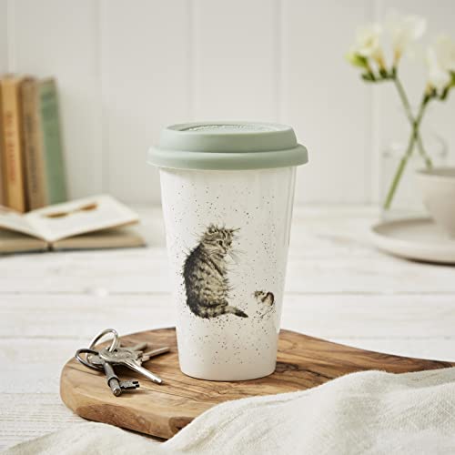 Wrendale WNLU78753-XW Travel Mug (Cat), Porcelain Multi Coloured, 16.5 x 16.5 x 15 cm