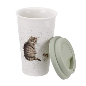 Wrendale WNLU78753-XW Travel Mug (Cat), Porcelain Multi Coloured, 16.5 x 16.5 x 15 cm