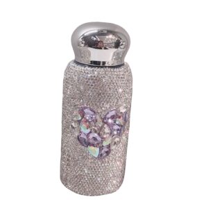 thermos cup travel mug bling rhinestone shinning water bottle stainless steel diamond flask vacuum bottle for christmas birthday valentine's day birthday gift,purple