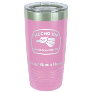 lasergram 20oz vacuum insulated tumbler mug, hecho en aguascalientes, personalized engraving included (light purple)