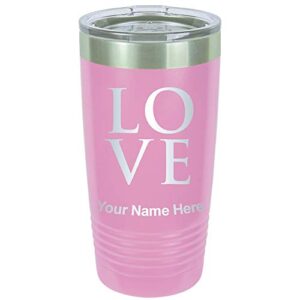 lasergram 20oz vacuum insulated tumbler mug, love, personalized engraving included (light purple)