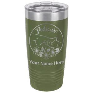 lasergram 20oz vacuum insulated tumbler mug, pedicure, personalized engraving included (camo green)