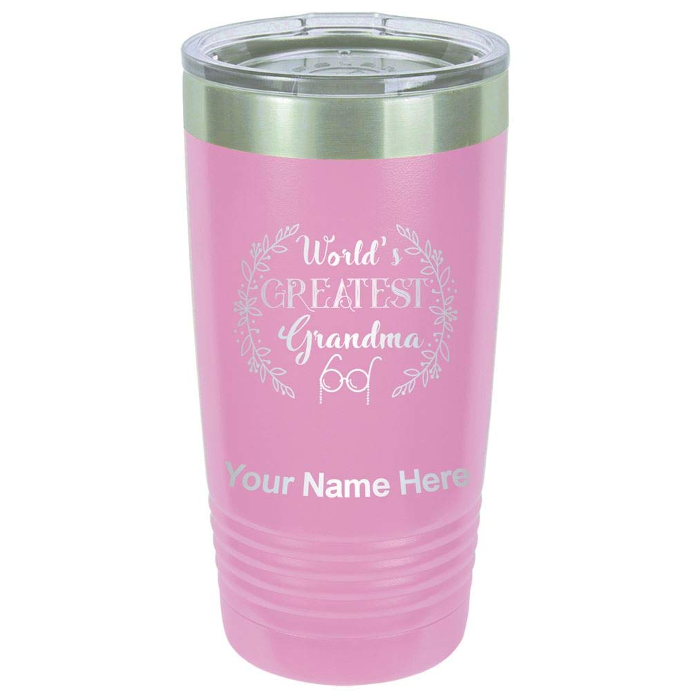 LaserGram 20oz Vacuum Insulated Tumbler Mug, World's Greatest Grandma, Personalized Engraving Included (Light Purple)