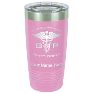 lasergram 20oz vacuum insulated tumbler mug, gnp gerontological nurse practitioner, personalized engraving included (light purple)