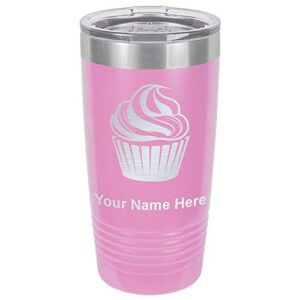 lasergram 20oz vacuum insulated tumbler mug, cup cake, personalized engraving included (light purple)