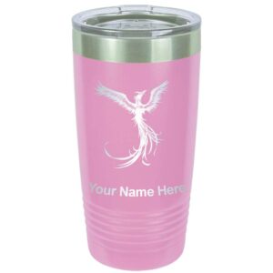 lasergram 20oz vacuum insulated tumbler mug, phoenix, personalized engraving included (light purple)