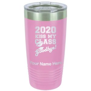 lasergram 20oz vacuum insulated tumbler mug, kiss my class goodbye 2023, 2024, 2025, 2026, 2027, personalized engraving included (light purple)