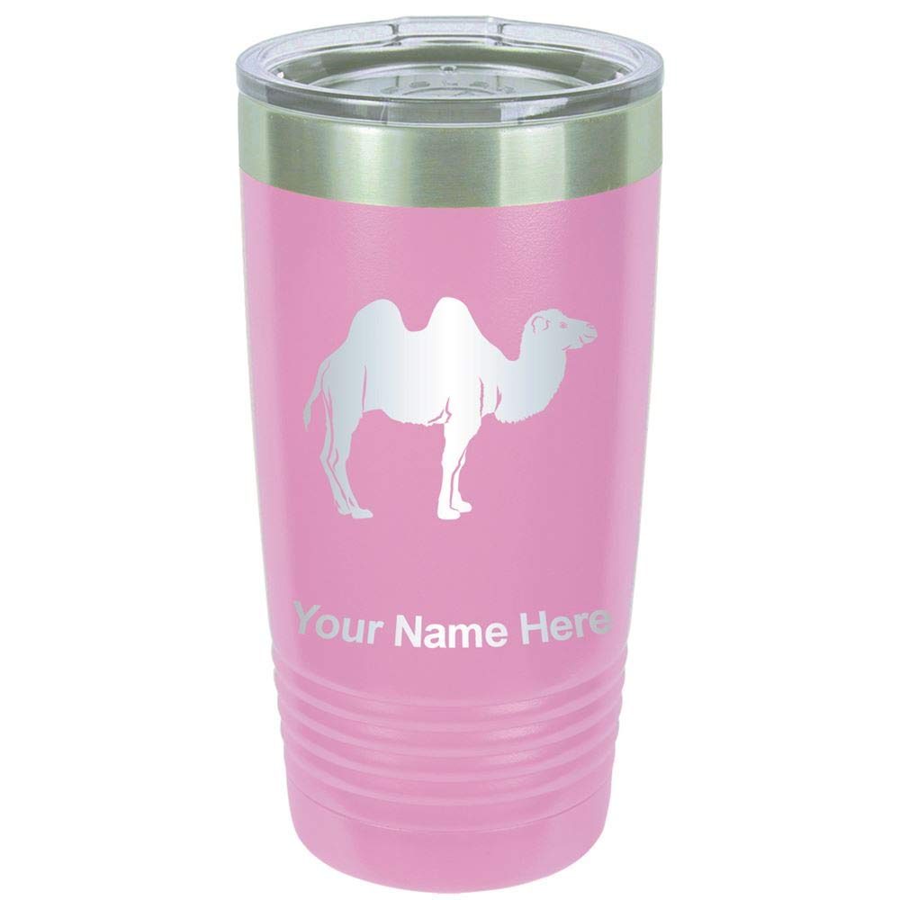 LaserGram 20oz Vacuum Insulated Tumbler Mug, Camel, Personalized Engraving Included (Light Purple)