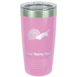 lasergram 20oz vacuum insulated tumbler mug, snail, personalized engraving included (light purple)