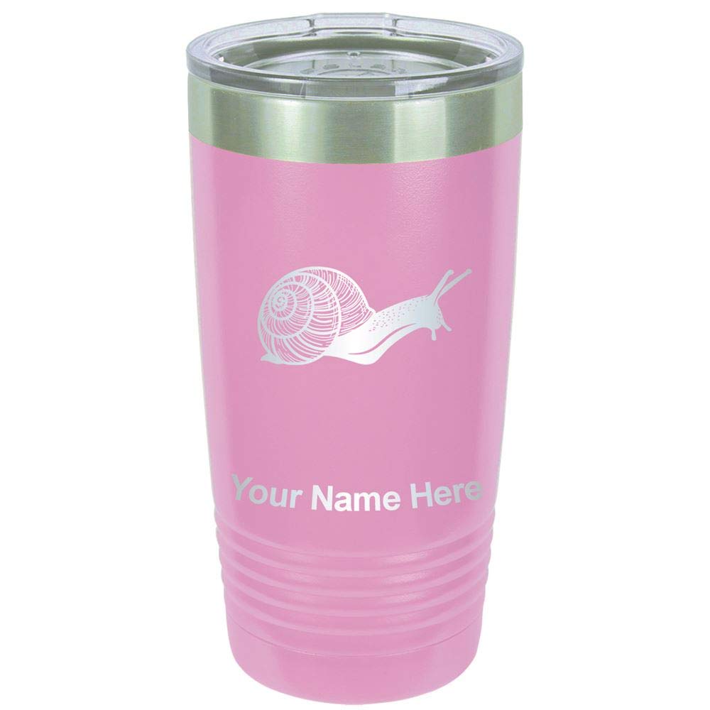 LaserGram 20oz Vacuum Insulated Tumbler Mug, Snail, Personalized Engraving Included (Light Purple)