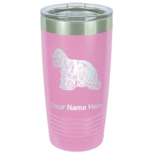 lasergram 20oz vacuum insulated tumbler mug, cocker spaniel dog, personalized engraving included (light purple)