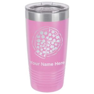 lasergram 20oz vacuum insulated tumbler mug, pizza, personalized engraving included (light purple)