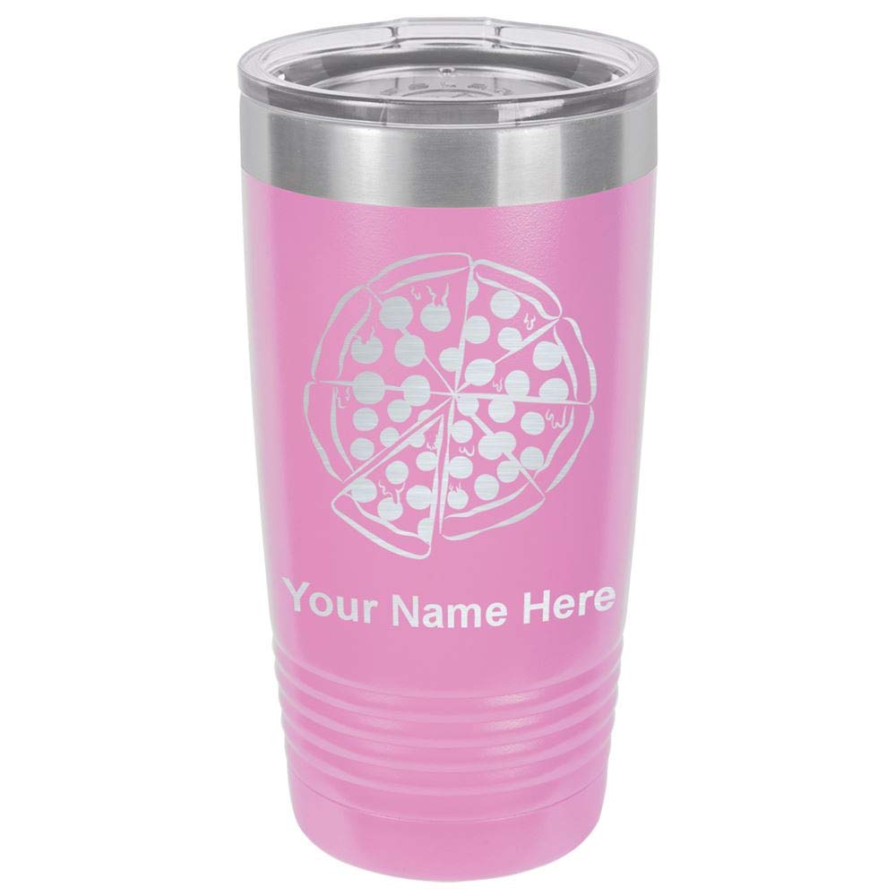 LaserGram 20oz Vacuum Insulated Tumbler Mug, Pizza, Personalized Engraving Included (Light Purple)