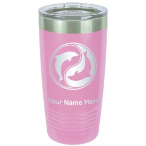 lasergram 20oz vacuum insulated tumbler mug, dolphin yin yang, personalized engraving included (light purple)