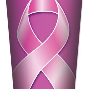 Mugzie 16 Ounce Travel Mug - Drink Cup with Removable Insulated Wetsuit Cover - Breast Cancer Awareness