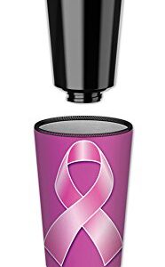 Mugzie 16 Ounce Travel Mug - Drink Cup with Removable Insulated Wetsuit Cover - Breast Cancer Awareness