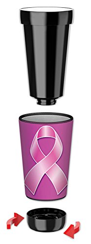 Mugzie 16 Ounce Travel Mug - Drink Cup with Removable Insulated Wetsuit Cover - Breast Cancer Awareness