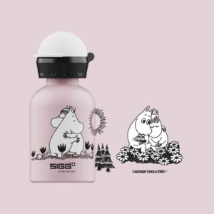 SIGG X Moomin Picnic Kids Drinking Bottle (0.3 L), Non-Toxic Children's Water Bottle with Leak-Proof Lid, Made in Switzerland Aluminium Flask for Water