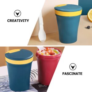 TOPBATHY 2pcs Breakfast Cup Breakfast Milk Cup Mug Microwave Soup Cup Travel Breakfast Jar Insulated Soup Cup Portable Milk Cup Adult Crunch Cup Food Cereal Hot Insulation Office Spoon Pp