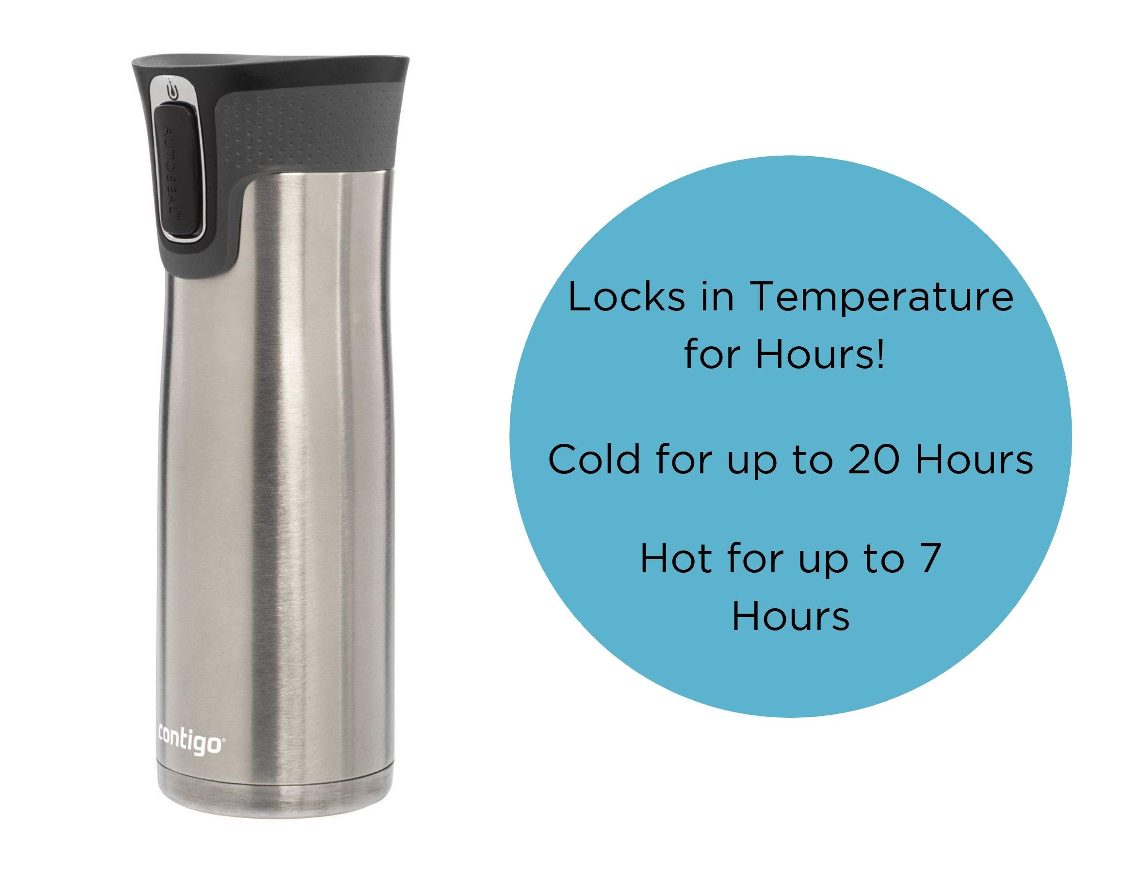 Contigo West Loop Stainless Steel Vacuum-Insulated Travel Mug with Spill-Proof Lid, Keeps Drinks Hot up to 5 Hours and Cold up to 12 Hours, 24oz Steel