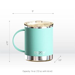 asobu Ultimate Stainless Steel Ceramic Inner Coating Coffee Mug with Double Walled Copper Lining Insulation,12 Ounces - Valentin's Day Gift (Mint Green)