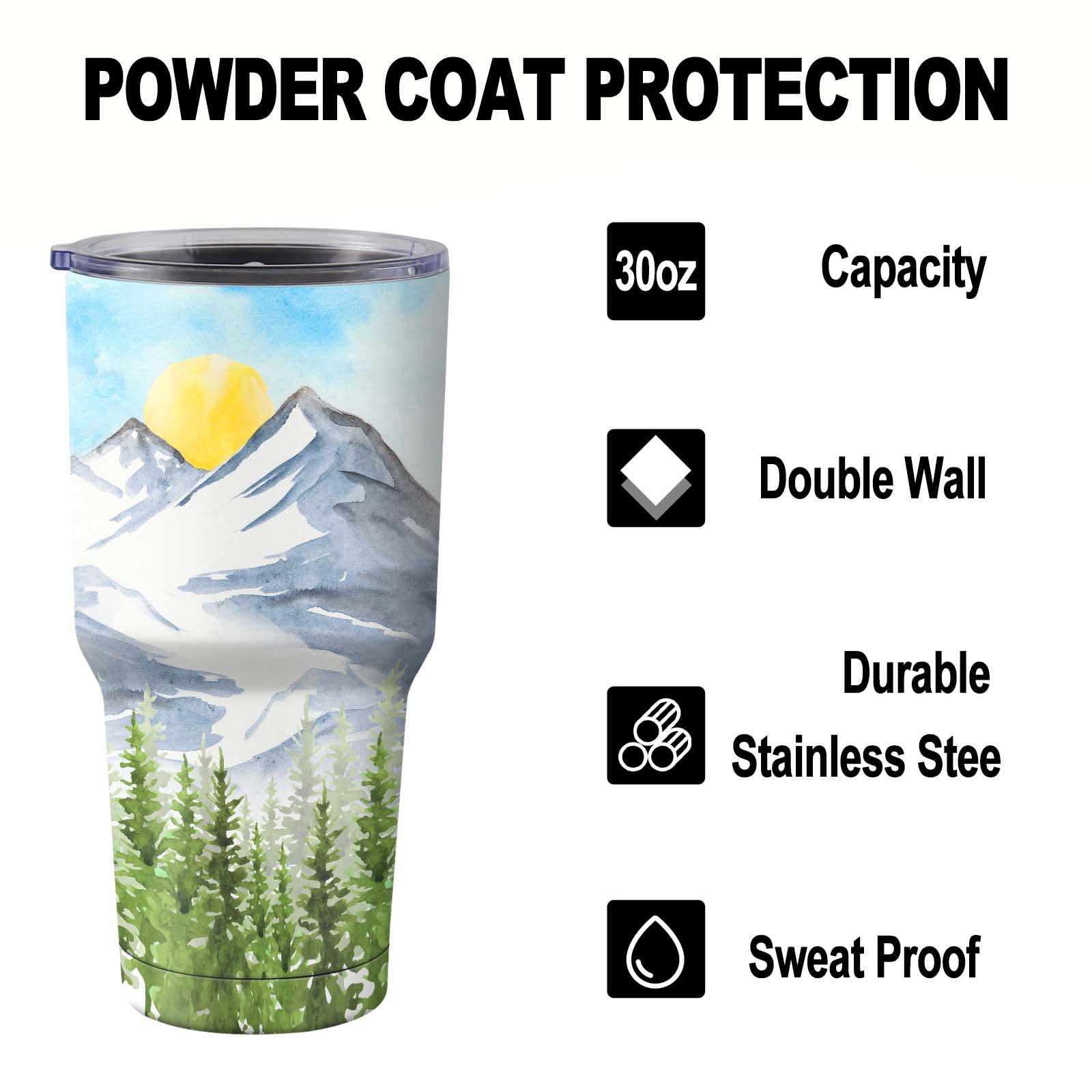 Camping gifts for Outdoorsmen - Funny Camping Insulated Stainless Steel Tumbler with Lid, 30 oz - Coffee Camping Cup Travel Mug for Women Men Fathers Day, Birthday, Coffee, Dad, Happy Camper