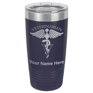 lasergram 20oz vacuum insulated tumbler mug, veterinarian, personalized engraving included (navy blue)