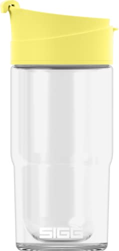 SIGG - Insulated Coffee Cup - Travel Mug Nova Ultra Lemon - Dishwasher Safe - BPA Free - Broscilate Glass - Flip Top - Yellow - 13 Oz