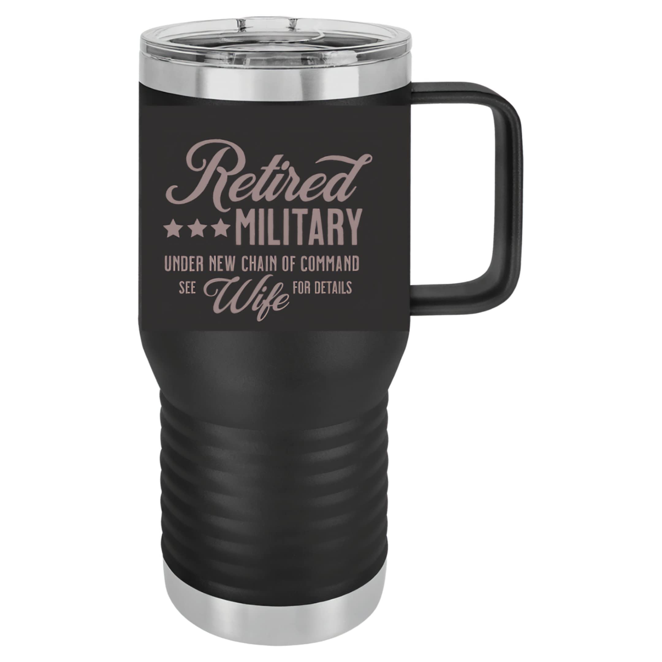 Custom Polar Camel 20 Oz Travel Mug with Slider Lid Military Theme Retirement Gift (Black)