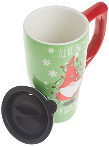 Spoontiques Travel-Mug Coffee Cup, 18 Oz, Christmas Gnome (12570)