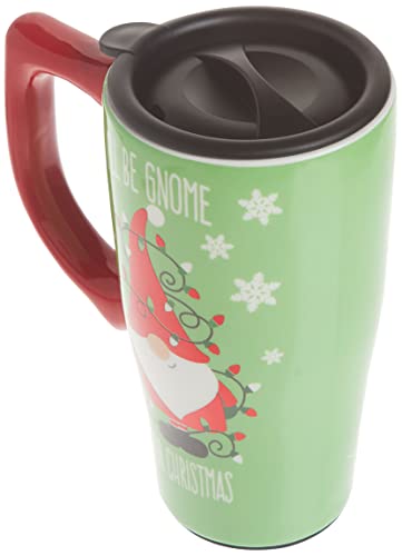 Spoontiques Travel-Mug Coffee Cup, 18 Oz, Christmas Gnome (12570)