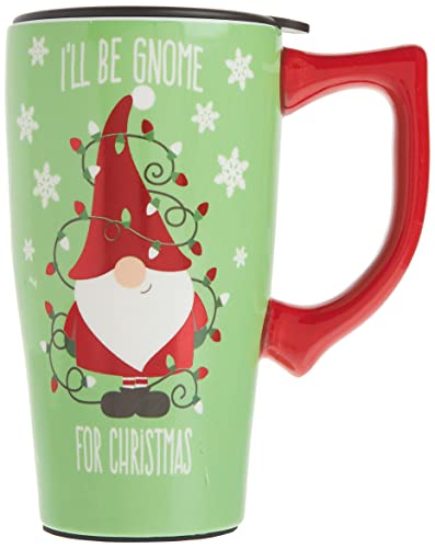 Spoontiques Travel-Mug Coffee Cup, 18 Oz, Christmas Gnome (12570)