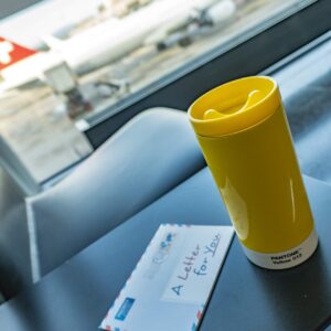 Pantone Travel Mug, Stainless Steel, ABS, Yellow 012, 7.5 x 7.5 x 16.4 cm