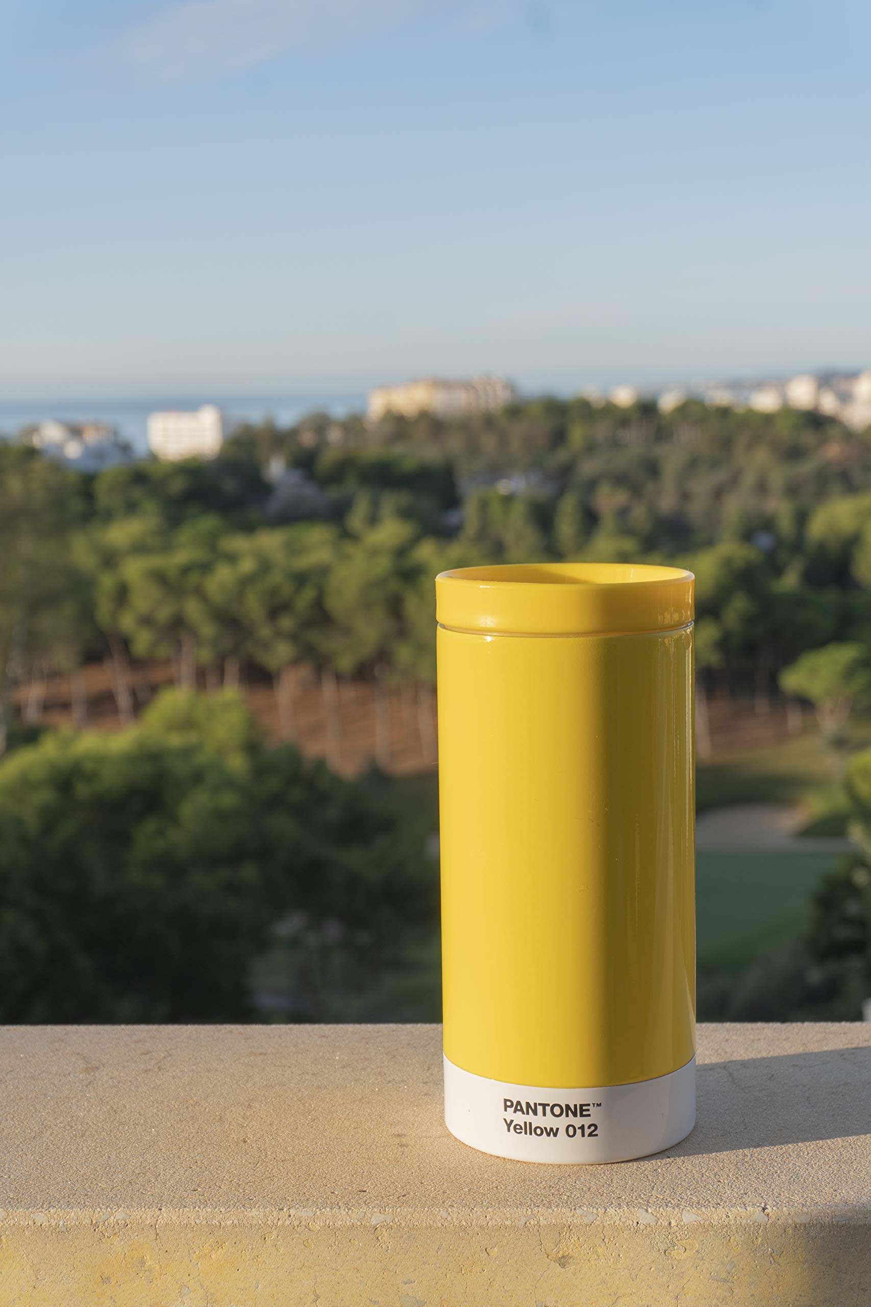 Pantone Travel Mug, Stainless Steel, ABS, Yellow 012, 7.5 x 7.5 x 16.4 cm