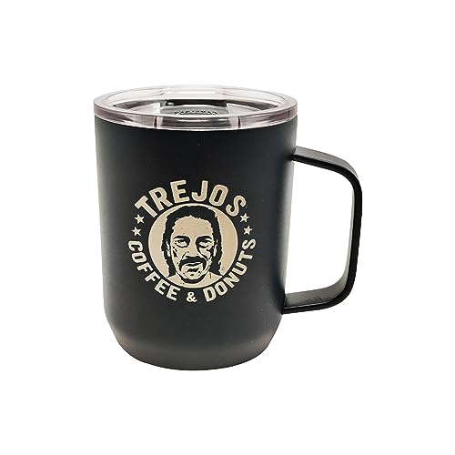 Trejo’s Coffee CamelBak Insulated Coffee Mug with Handle and Leak Proof Lid, 12oz Double Wall Travel Camp Mug (Black)