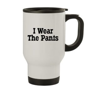 molandra products i wear the pants - 14oz stainless steel travel mug, white