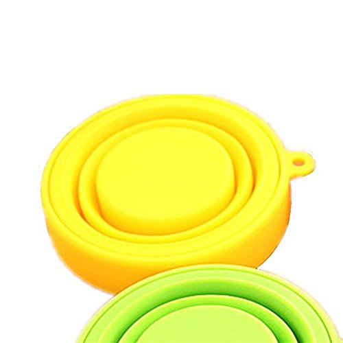 Allforhome Silicone Mouthwash cup Toothbrush cup Hot water cup Folding cup Collapsible and Stretch Travel Portable Cup With Cover Yellow