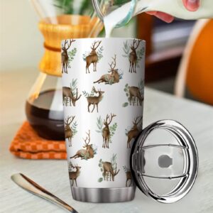 Deer Forest Tumbler with Sliding Lid Animal Travel Mug Stainless Steel Coffee Mugs Double Walled Water Cups for Home Office School Outdoor Gifts Deer Forest 20oz