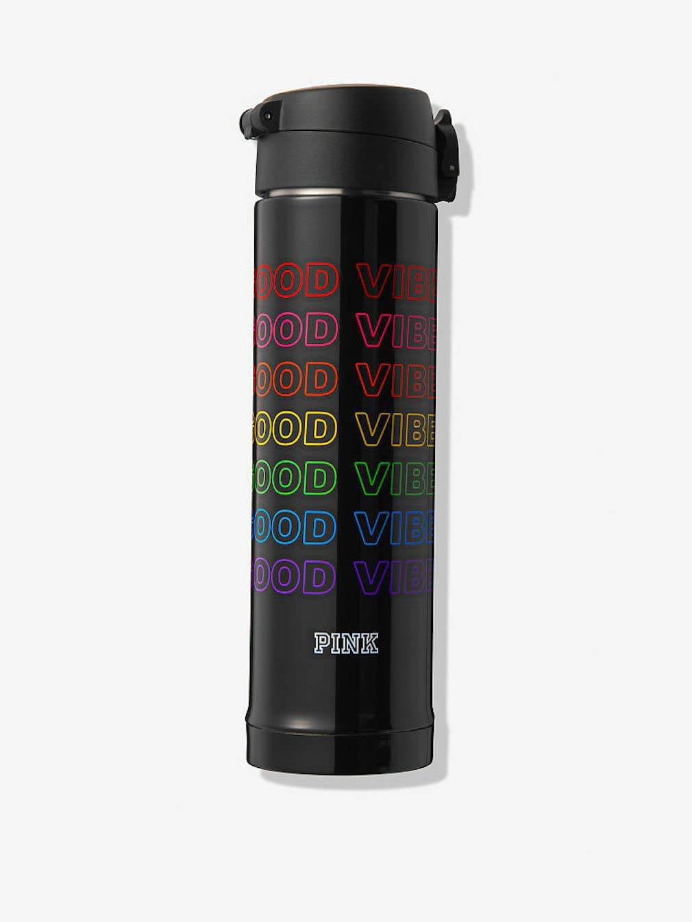 Victoria's Secret Pink RainBow Stainless Steel Thermos Travel Mug Cup, 15 Oz (RainBow)