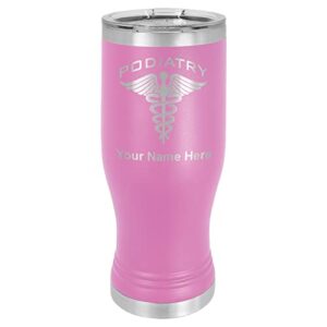 lasergram 14oz vacuum insulated pilsner mug, podiatry, personalized engraving included (light purple)