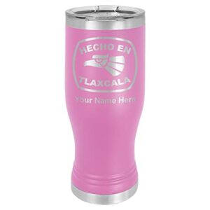 lasergram 14oz vacuum insulated pilsner mug, hecho en tlaxcala, personalized engraving included (light purple)