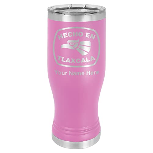 LaserGram 14oz Vacuum Insulated Pilsner Mug, Hecho en Tlaxcala, Personalized Engraving Included (Light Purple)