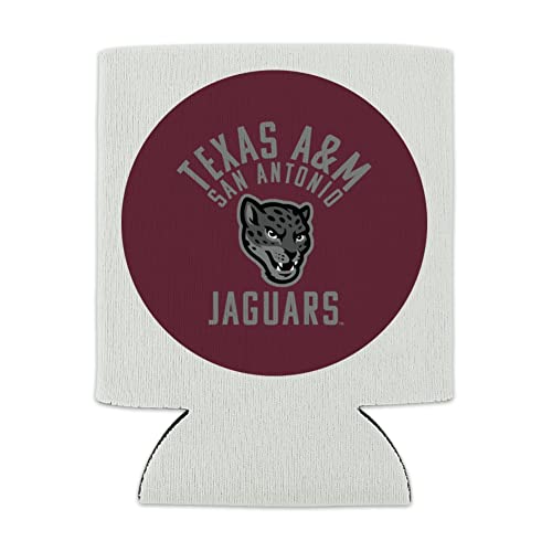 Texas A&M University-San Antonio Jaguars Logo Can Cooler - Drink Sleeve Hugger Collapsible Insulator - Beverage Insulated Holder