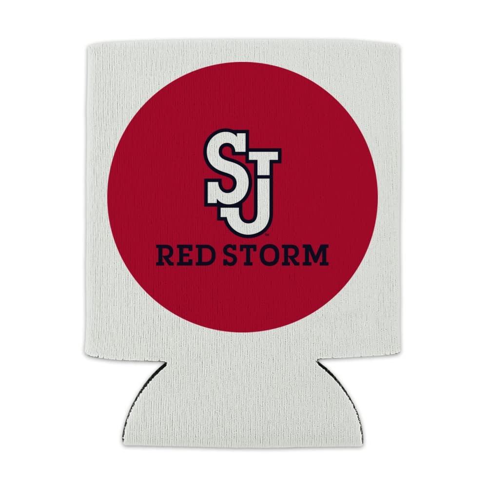 St. John's University Red Storm Logo Can Cooler - Drink Sleeve Hugger Collapsible Insulator - Beverage Insulated Holder