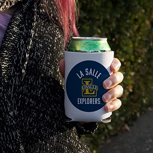 La Salle University Explorers Logo Can Cooler - Drink Sleeve Hugger Collapsible Insulator - Beverage Insulated Holder