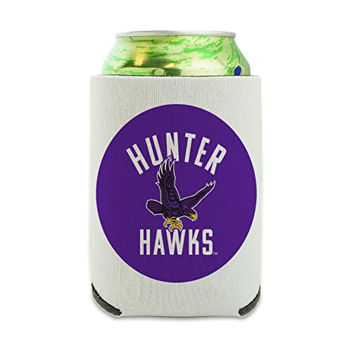 Hunter College Hawks Logo Can Cooler - Drink Sleeve Hugger Collapsible Insulator - Beverage Insulated Holder