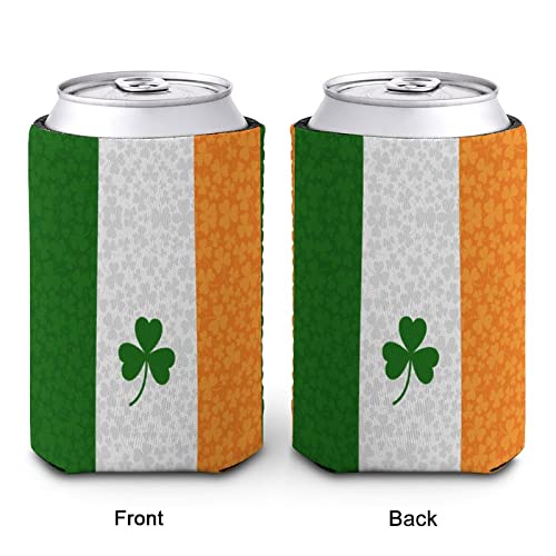 2 PCS Irish Flag with Shamrock Pattern Can Cooler Party Gift Beer Drink Coolers Coolies