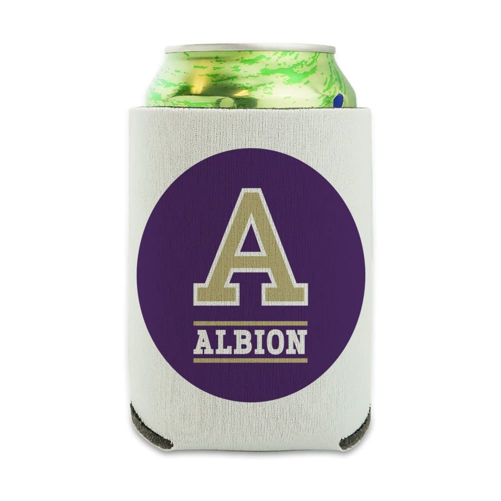 Albion College Primary Logo Can Cooler - Drink Sleeve Hugger Collapsible Insulator - Beverage Insulated Holder